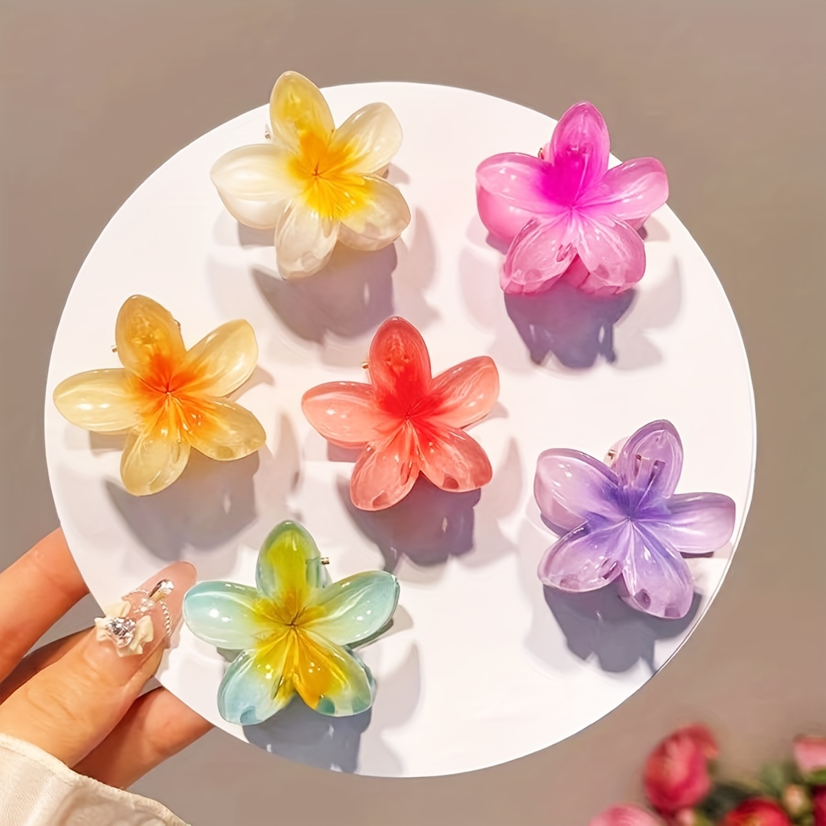 random color egg flower hair medium size plastic Temu United Kingdom