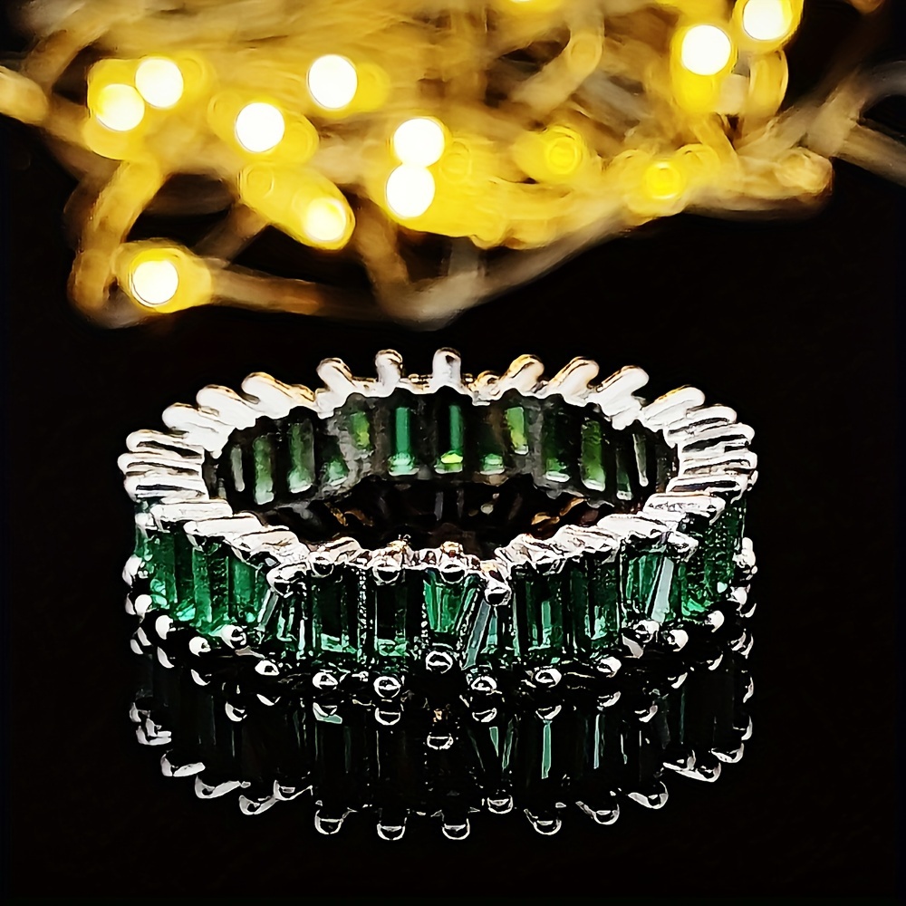 Iced Shiny Colorful Zircon Band Ring Bling Bling Exquisite - Temu ...