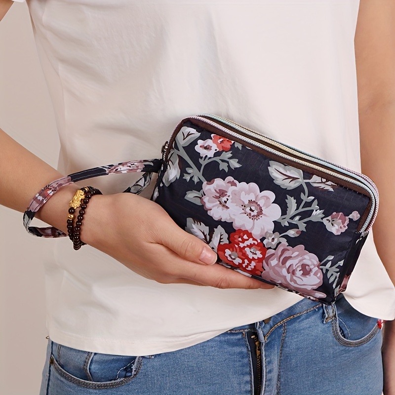 Classic Aesthetic Flowers Pattern Long Wallet Large Capacity - Temu Canada