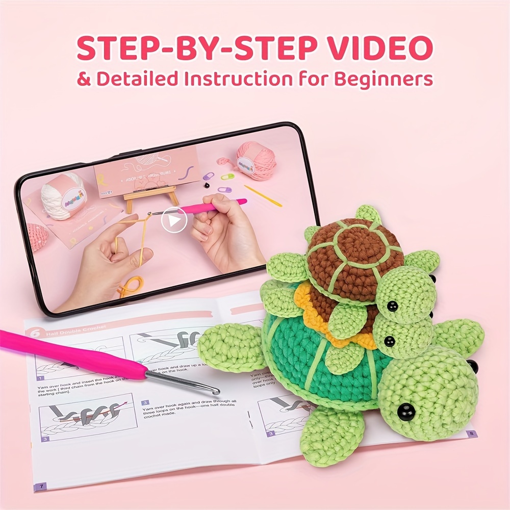 Crochet Turtle Diy Kit Handmade Knitted Sea Turtle Yarn - Temu