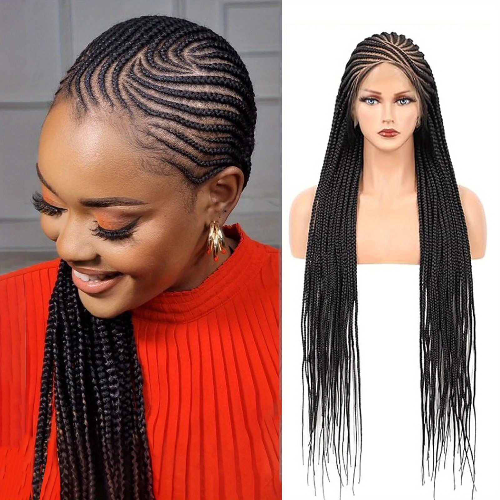 braided wigs human hair sold on Temu United States
