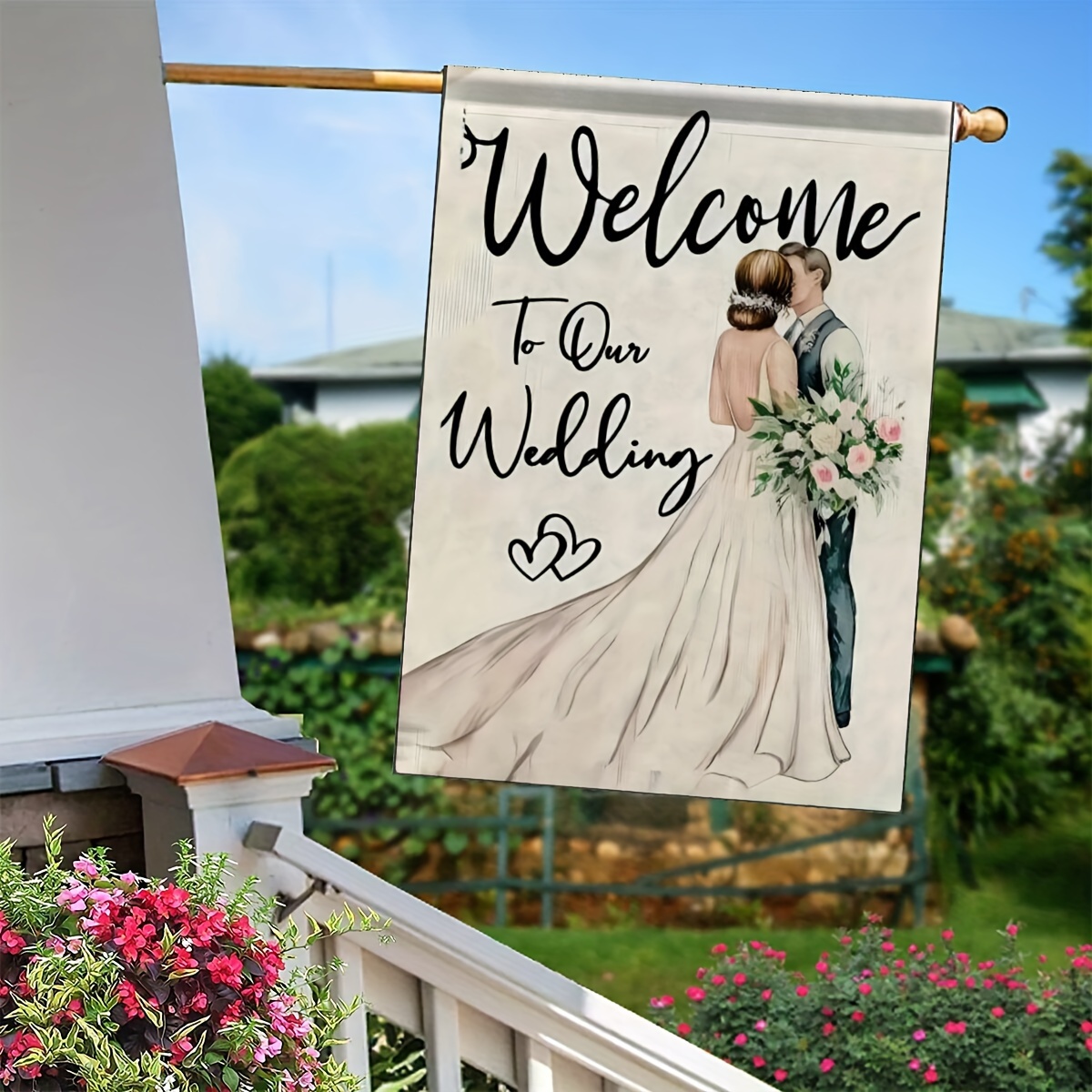 Rustic Wedding Welcome Garden Flag Double sided Polyester - Temu Australia