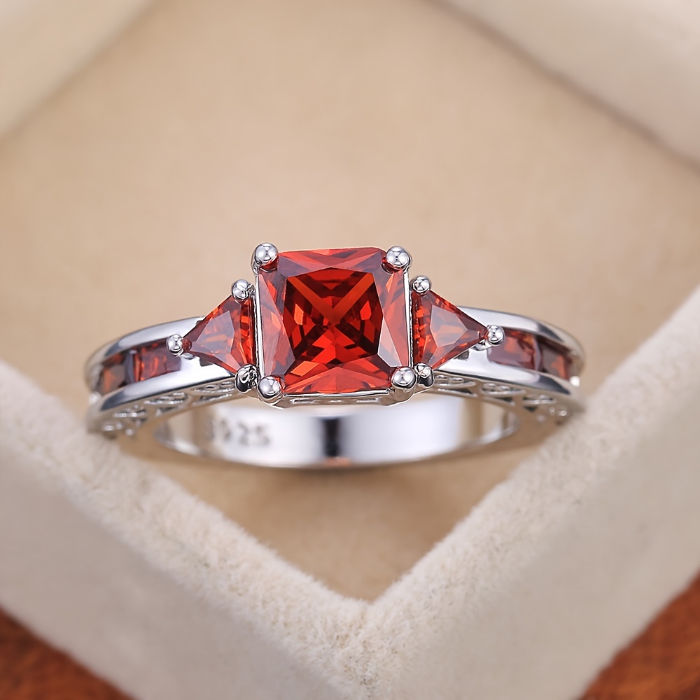 Creative Red Zircon Ring Women Valentine's Day Anniversary - Temu
