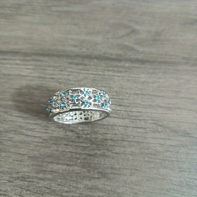 Creative Hollow Inlaid Zircon Silver Plated Finger Ring - Temu United ...