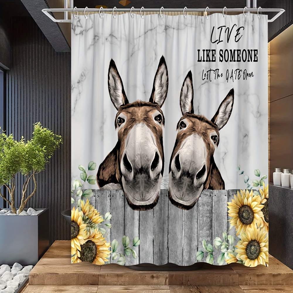 Cortina De Chuveiro Com Padrão De Burro À Prova D'água - Temu