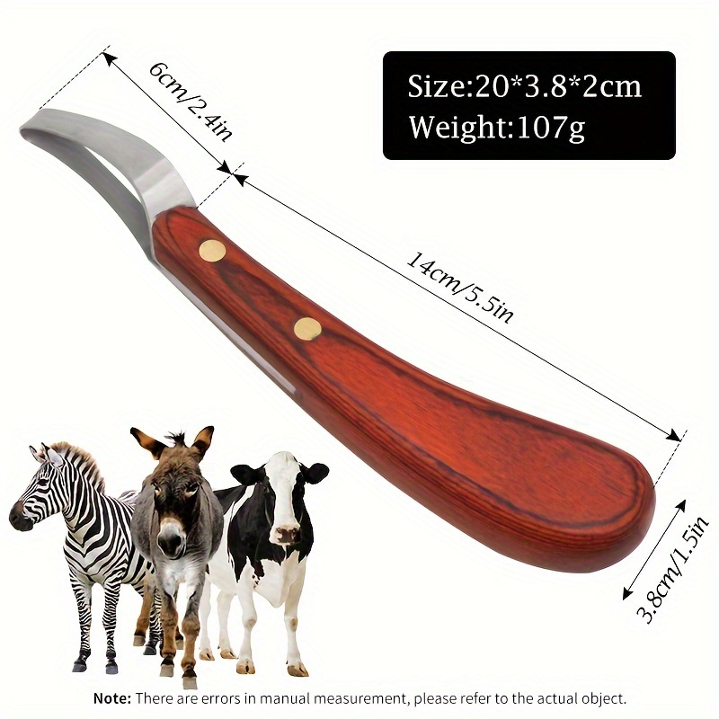1pc Horse Hoof Knife Wooden Handle Stainless Steel Blade Double Edge ...