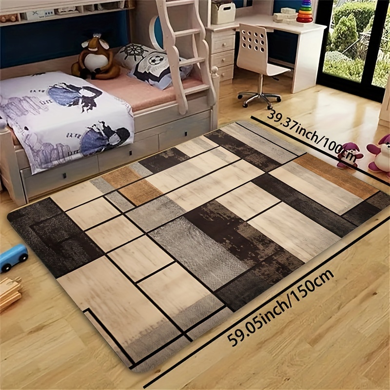 Wood Grain Mosaic Geometric Wind Pattern Rugs Living Room - Temu United ...
