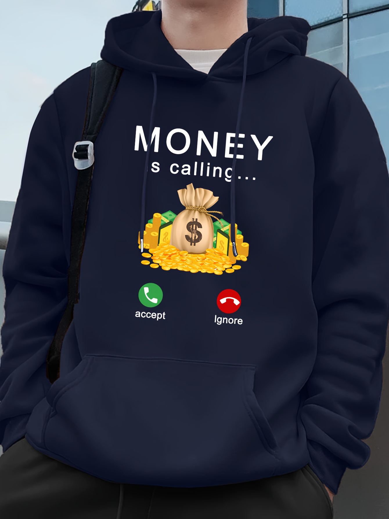 Money Print Kangaroo Pocket Hoodie Casual Long Sleeve - Temu Portugal