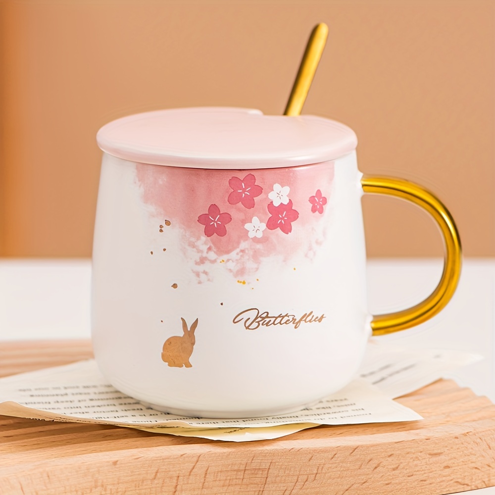 Spring Coffee Mug Lid Spoon Ceramic Coffee Cup Family - Temu United Kingdom
