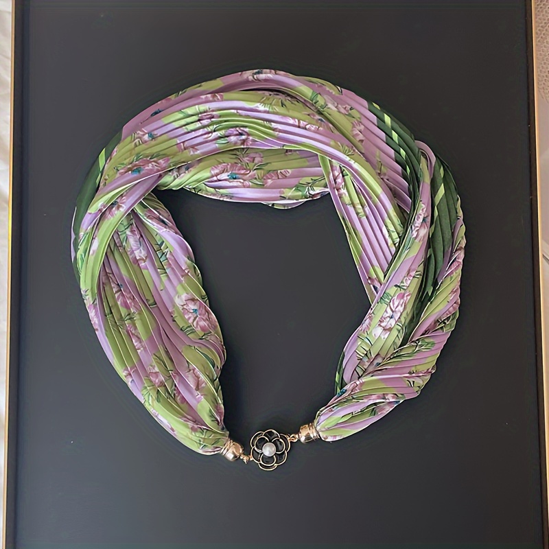 Imitation Pearl Camellia Buckle Necklace Scarf Stylish - Temu United ...