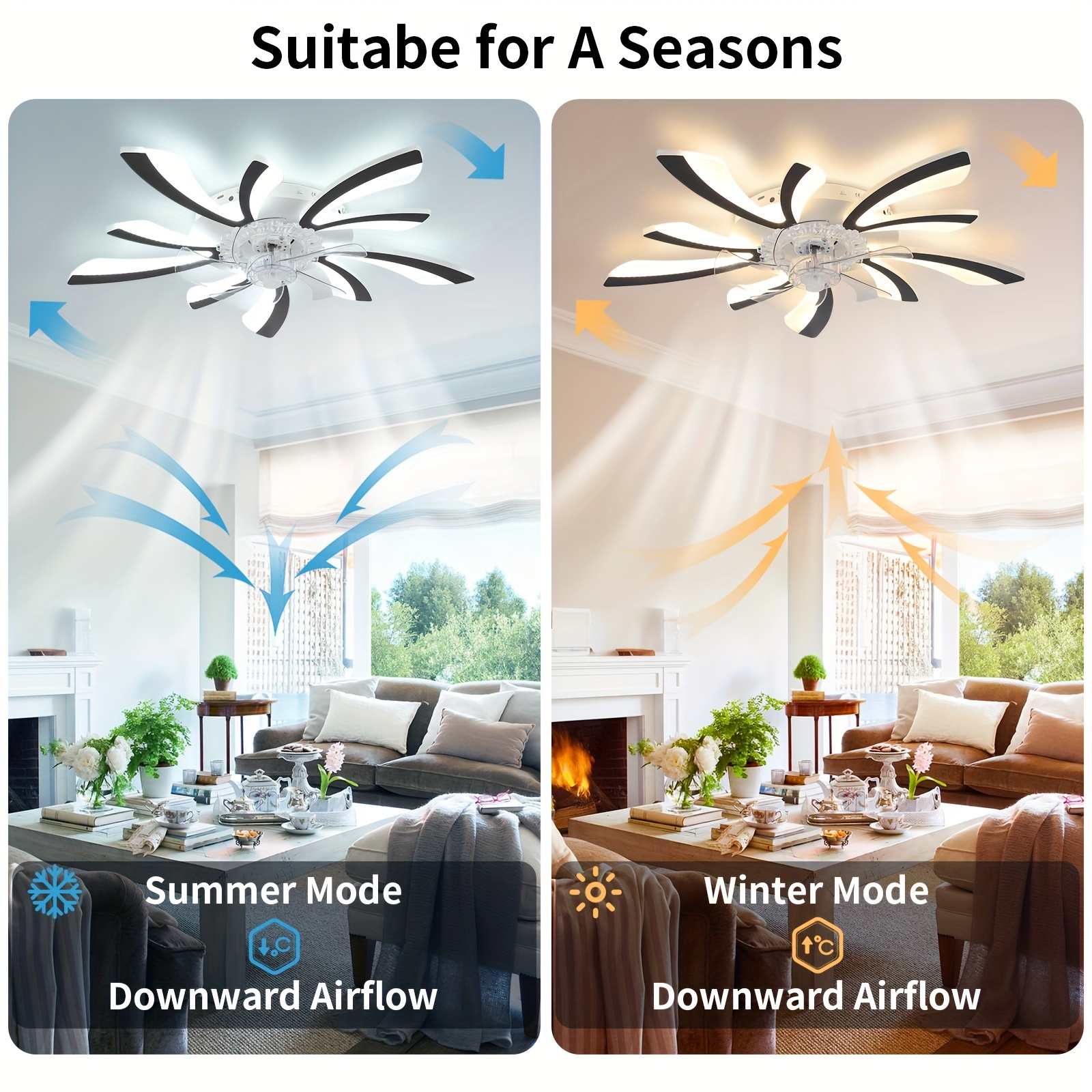 Modern Ceiling Fans Lights Remote Dimmable Low Profile - Temu
