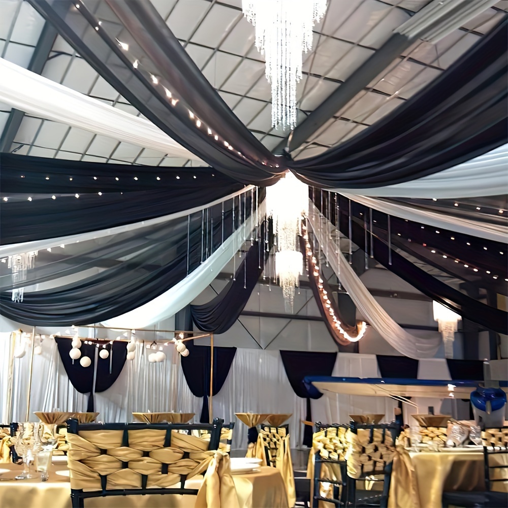 FUHSY Silver Metal Wedding Ceiling Drapes Hanging Kit - Hoop Ceiling ...