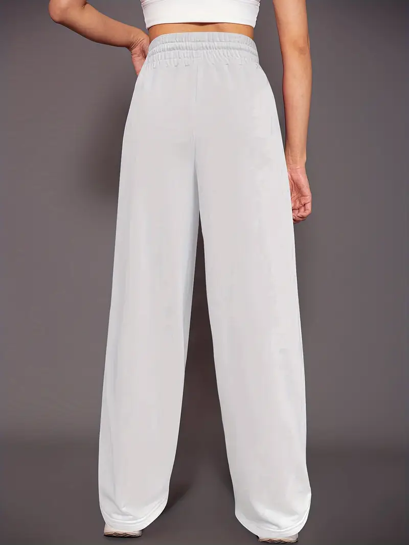 Solid Drawstring Pants Casual High Waist Wide Leg Pants Temu