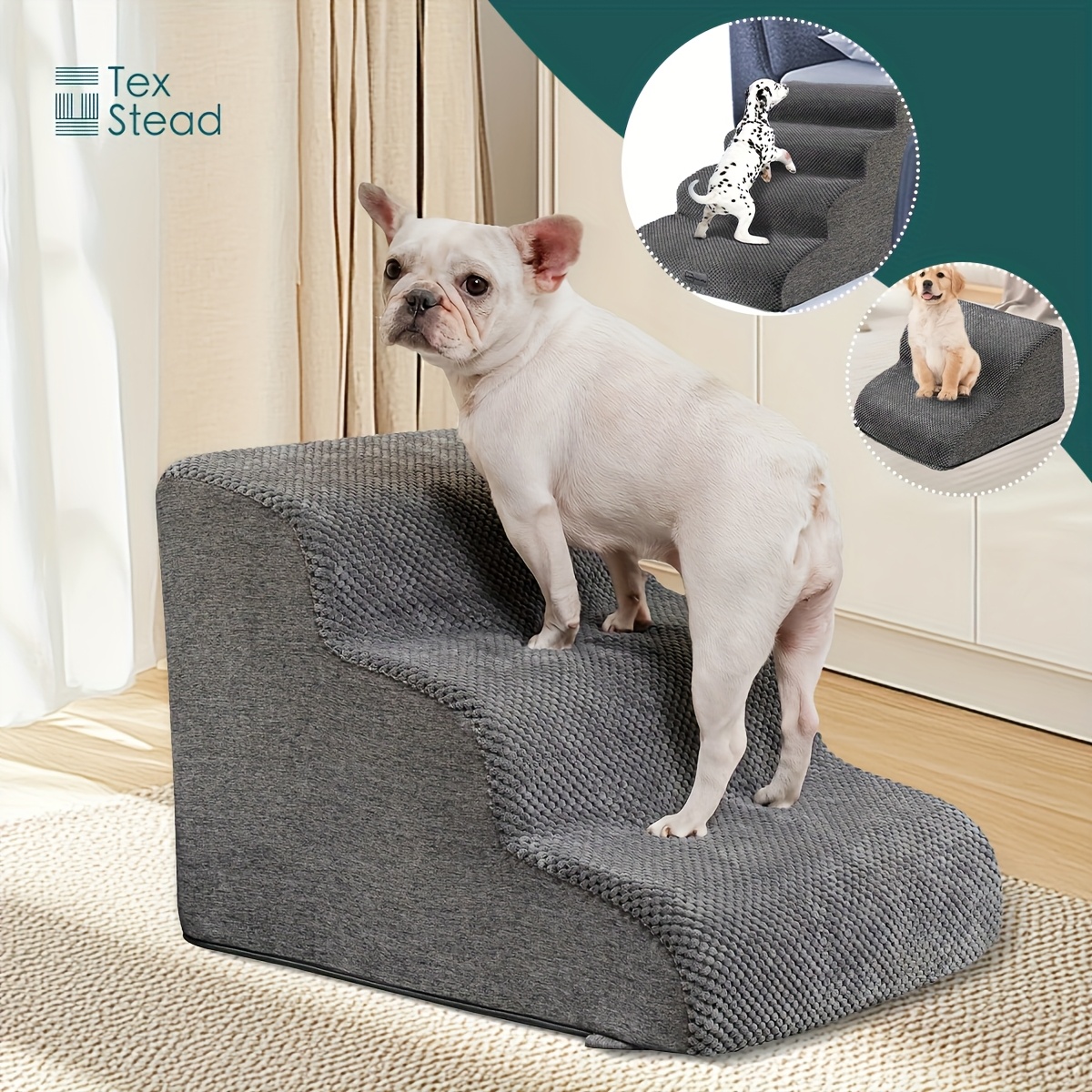 Dog Ottoman Ramp Dog Stairs For Stairs 2-in-1 Convertible Wooden Home ...