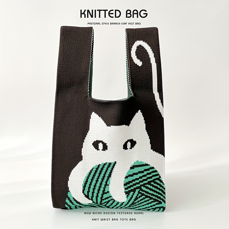 Super Cute Tote Bag Cartoon Cat Pattern Large Capacity - Temu United ...