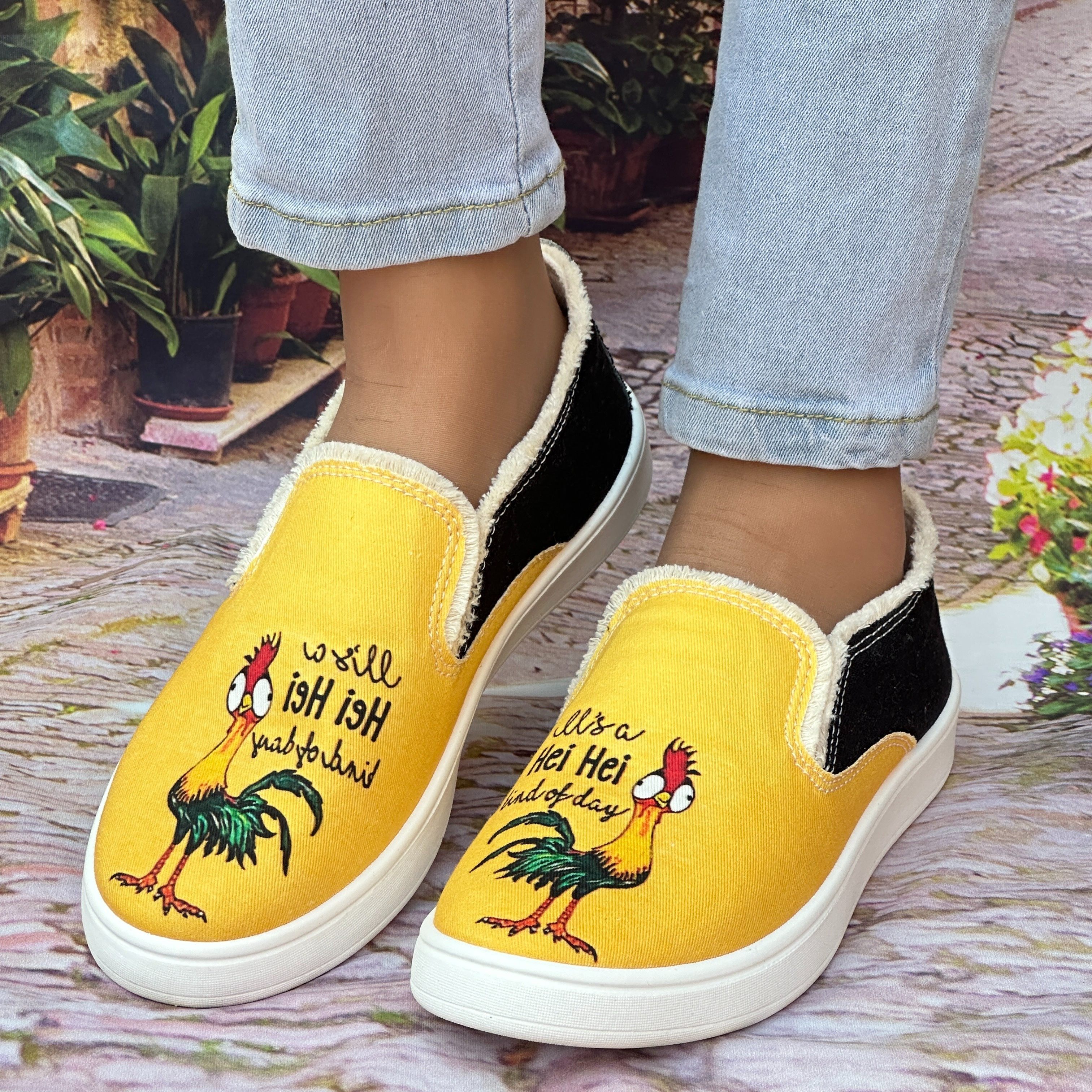 Womens Cute Rooster Print Sneakers Casual Slip Outdoor Shoes - Temu ...
