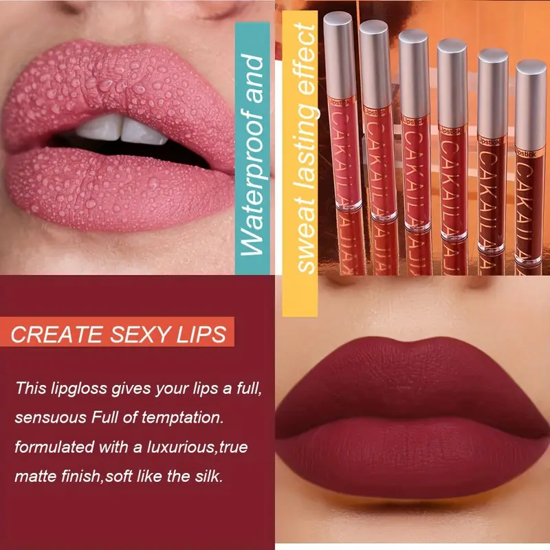 6 Pcs Waterproof Lip Liner And Lip Balm Set Last Nude Dark Brown Matte Originales For Halloween