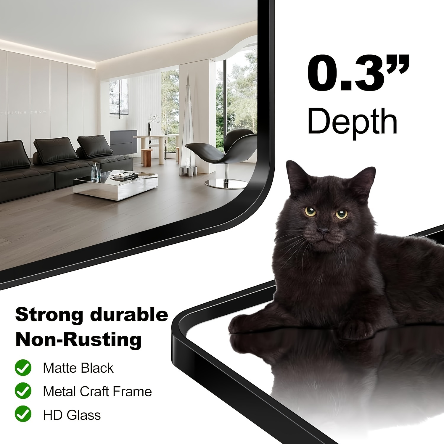 [miozon] Black Framed Mirror For Wall, 22x30 Inch Rectangle Bathroom ...