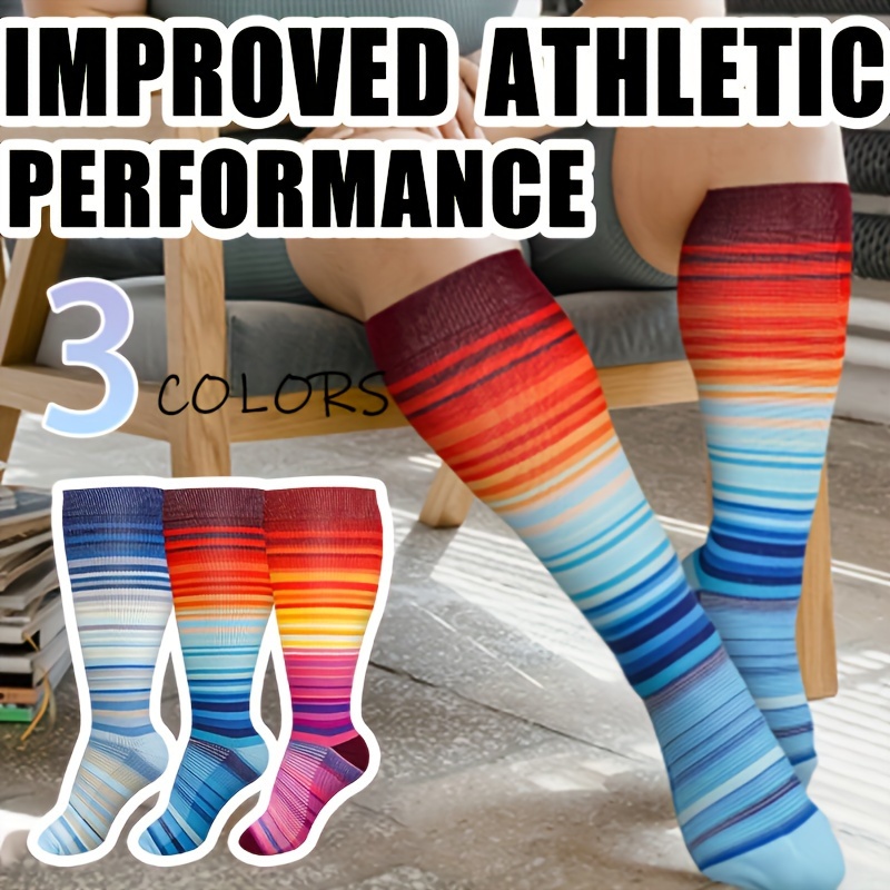 3 Pairs Plus Size Compression Socks Wide Calf Men Women Knee - Temu