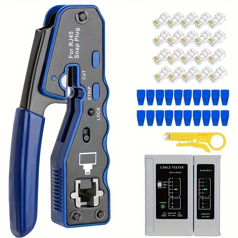 rj45 pass thru crimping tool set cable stripper Temu United Kingdom