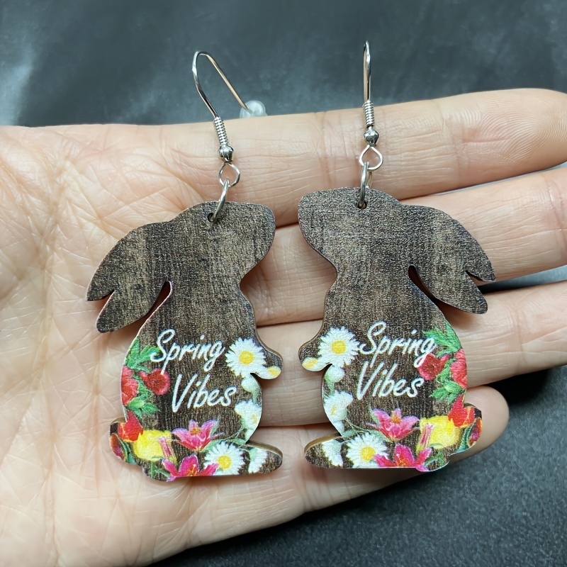 Colorful Flower Pattern Cute Rabbit Bunny Design Dangle - Temu United ...
