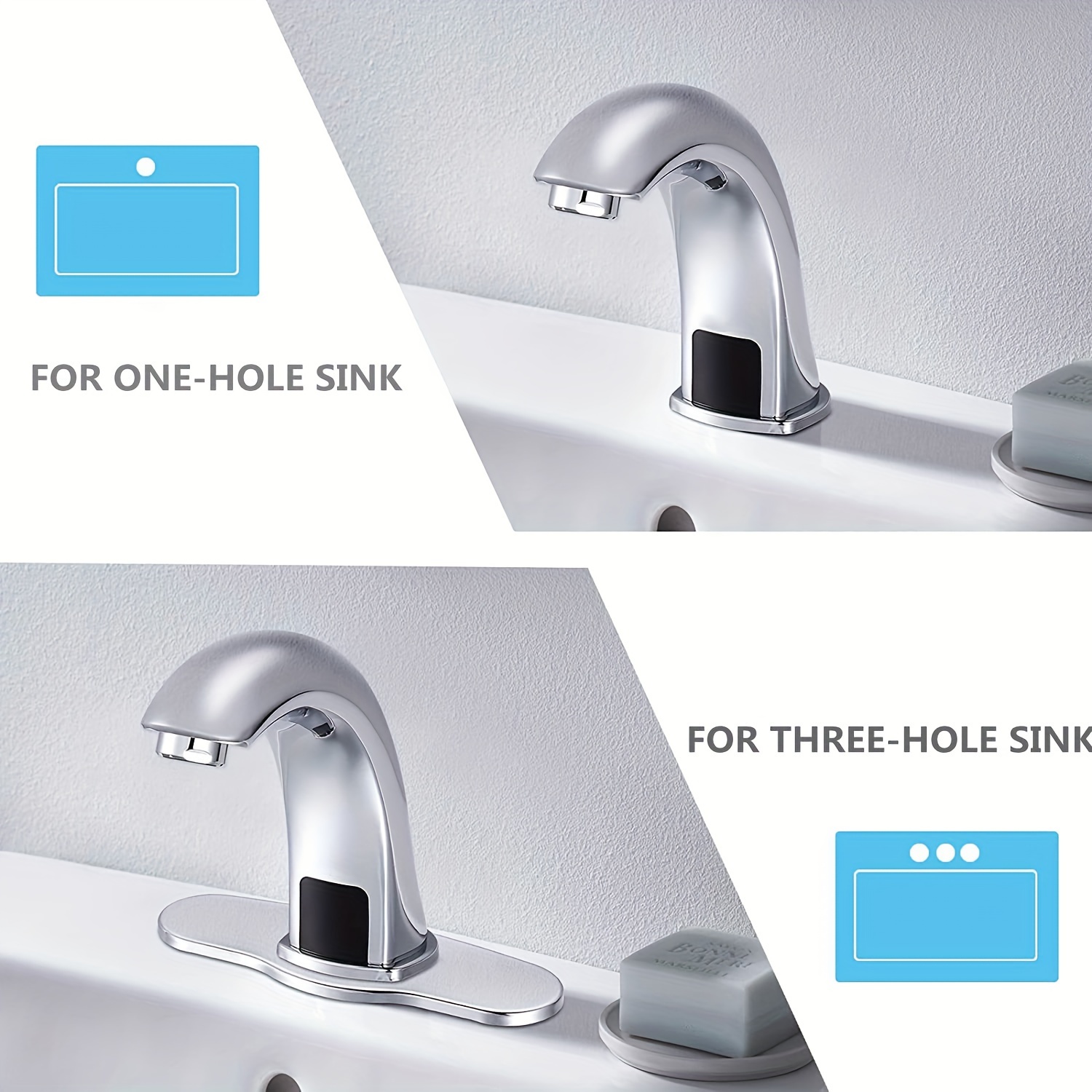 Automatic Sensor Touchless Bathroom Sink Faucet With Deck Plate, Chrome ...
