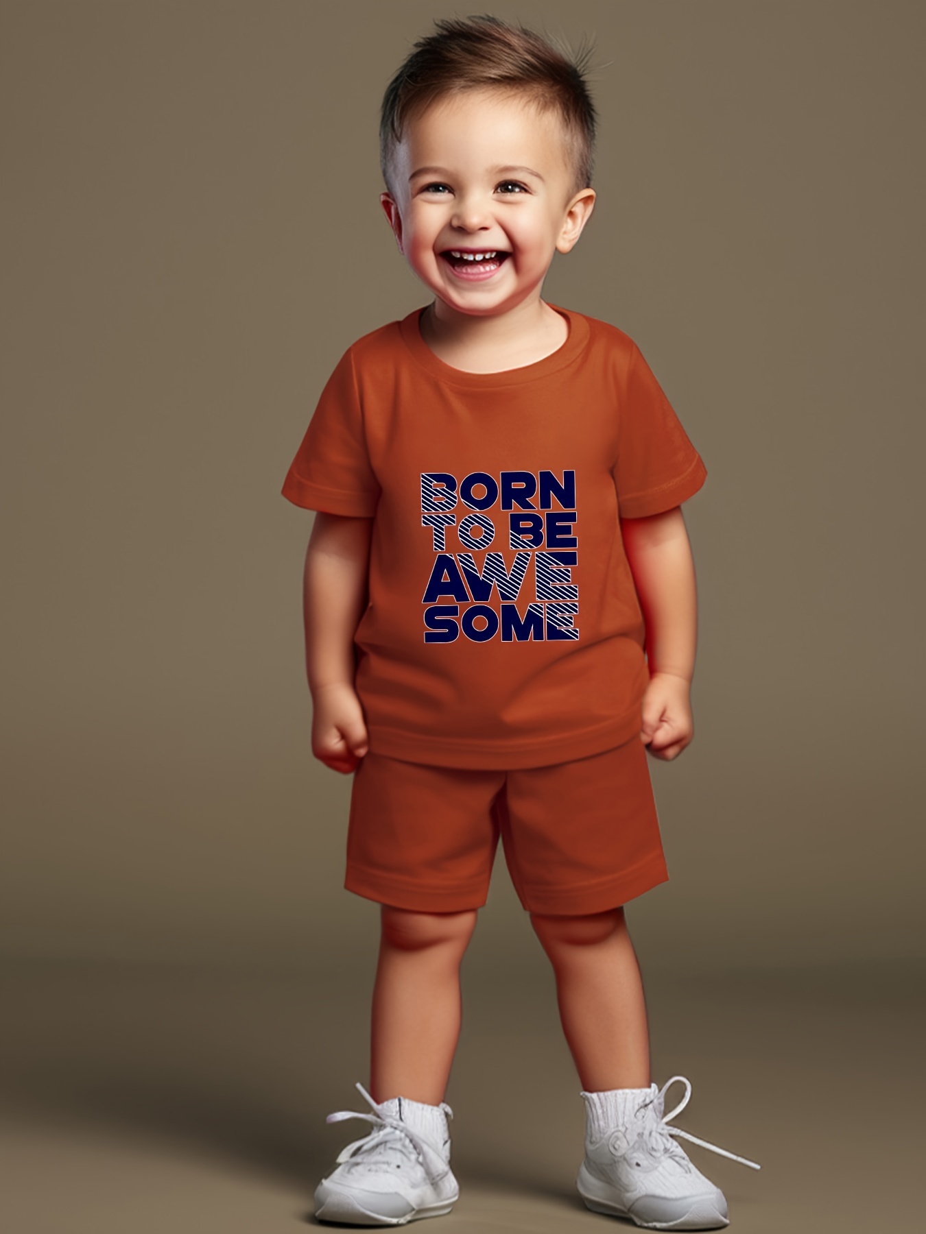 Born Awesome Letter Graphic Print Baby Boy's Casual Short - Temu Australia