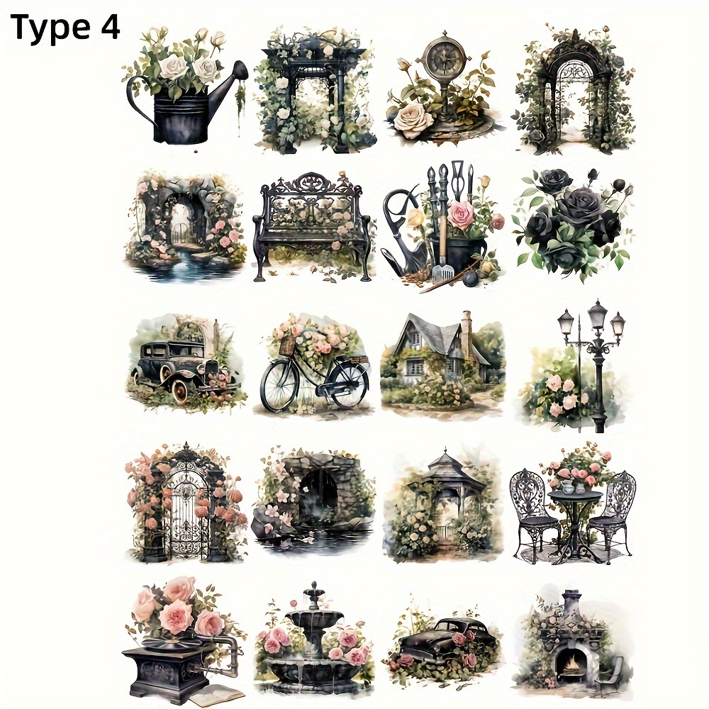 Vintage Creative Orange Black Rose Garden Landscape Retro - Temu