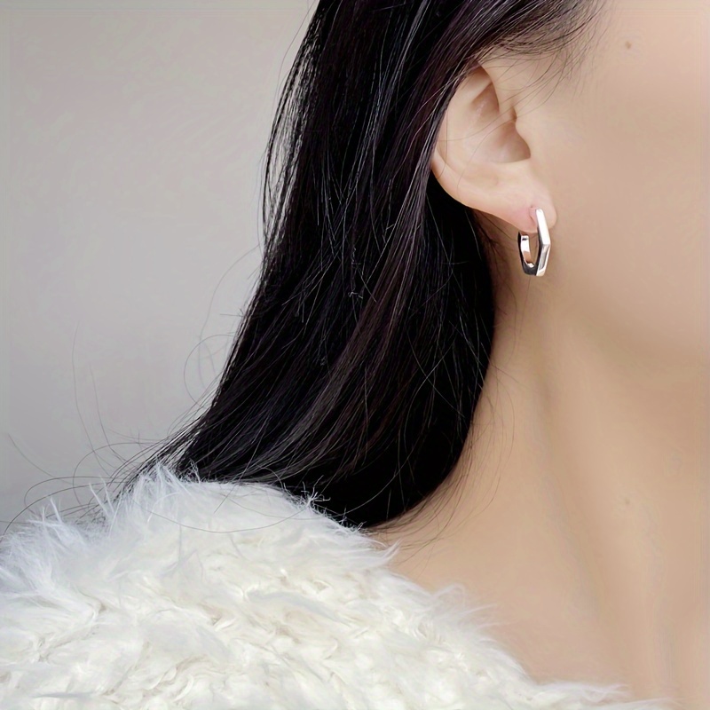 Tiny Geometric Hoop Earrings 925 Sterling Silver - Temu United Kingdom