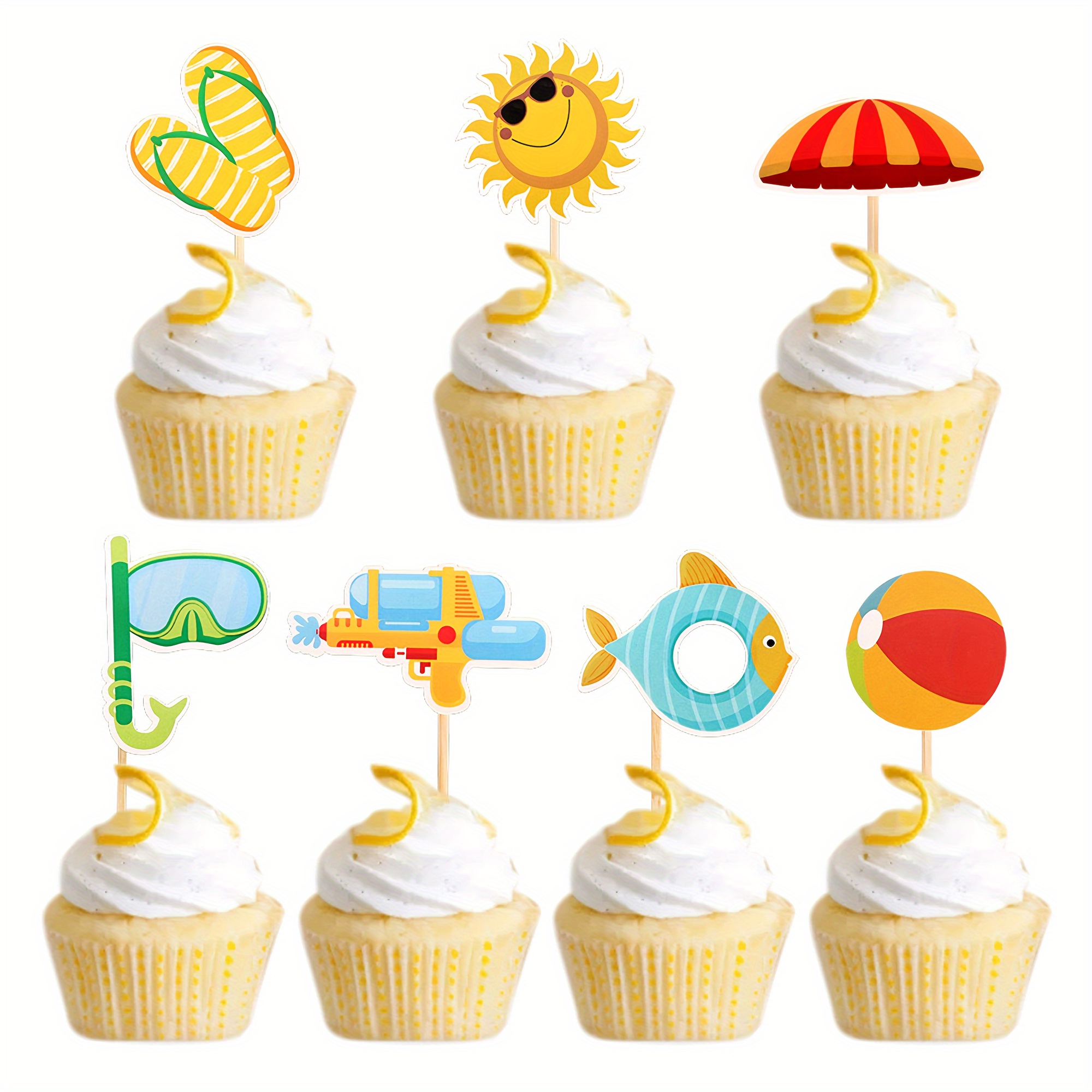 Summer Party Cupcake Toppers Fruit Sea Animals Pool Beach - Temu United ...