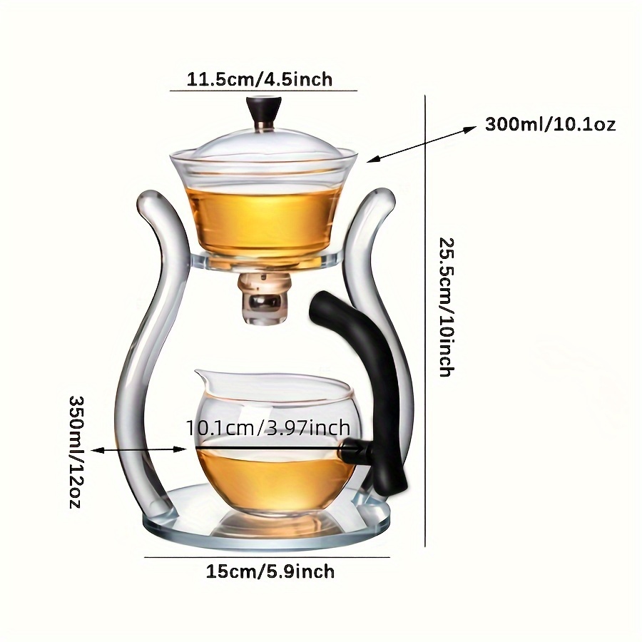 Glass Teapot Set Semi Automatic Drip Rotating Infuser Lazy - Temu ...