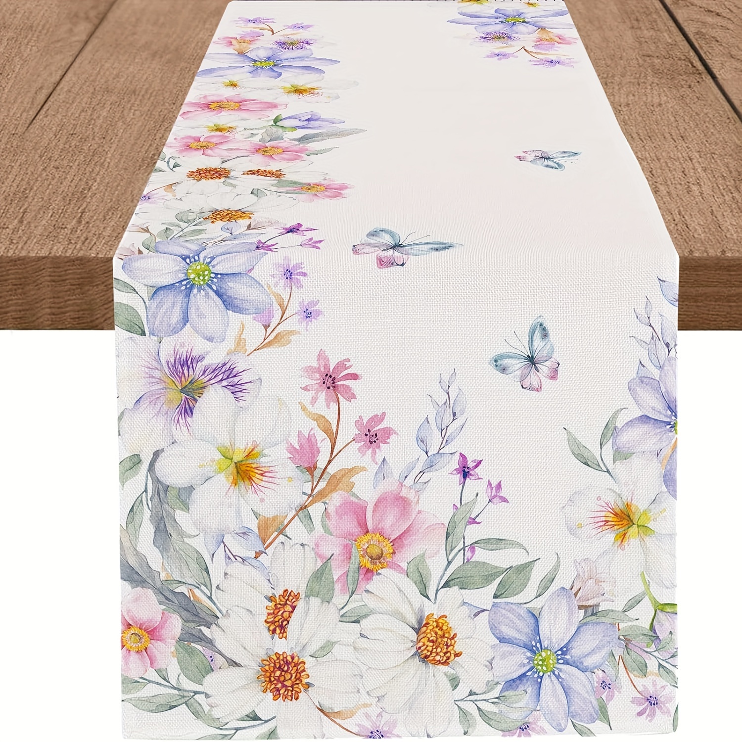 Table Runner Colorful Floral Butterfly Pattern Table Runner - Temu ...