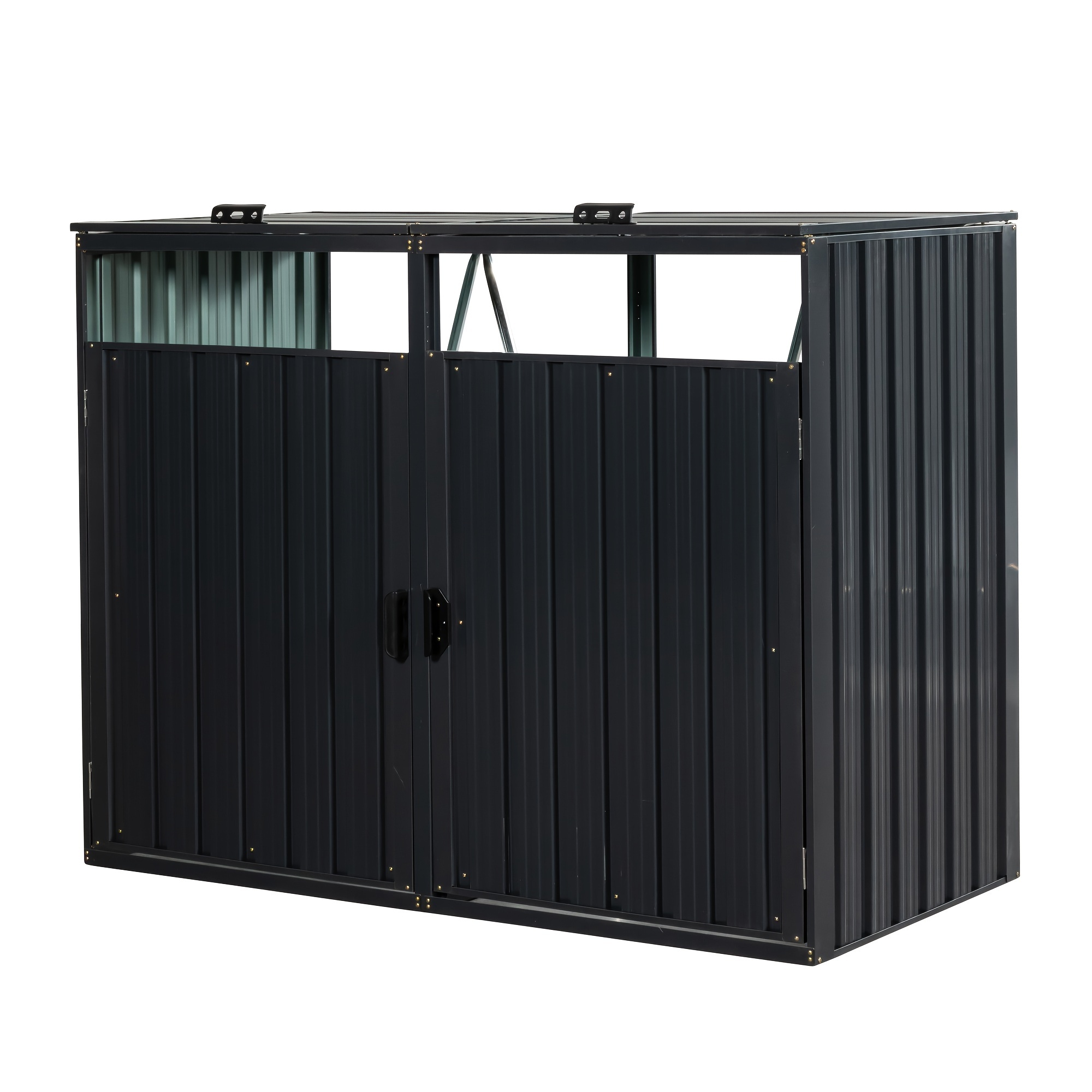 2 Trash Cans Metal Outdoor Bin Shed Garbage Storagestainless - Temu