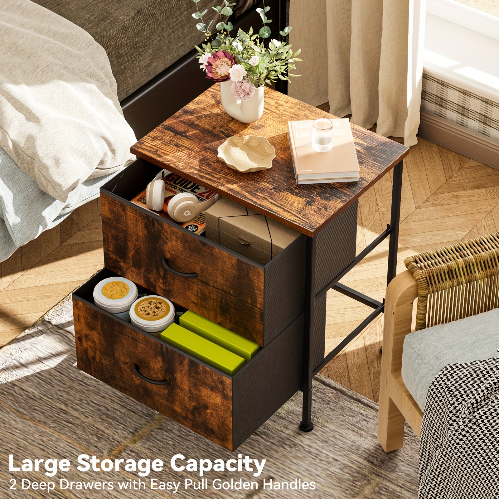 Nightstand Small 2 Drawer Dresser Bedside Furniture Night - Temu