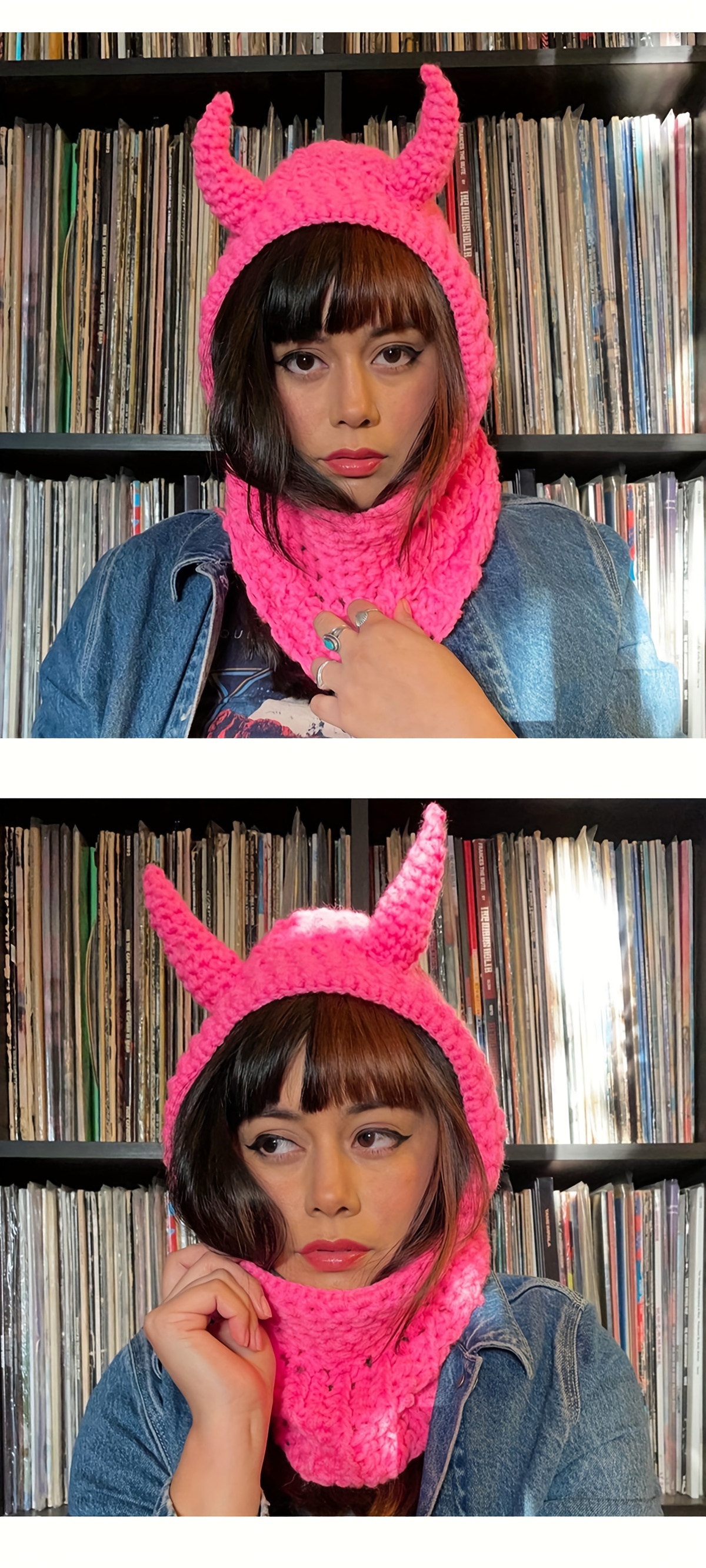 fashionable devil horns knit beanie unisex winter warm - Temu