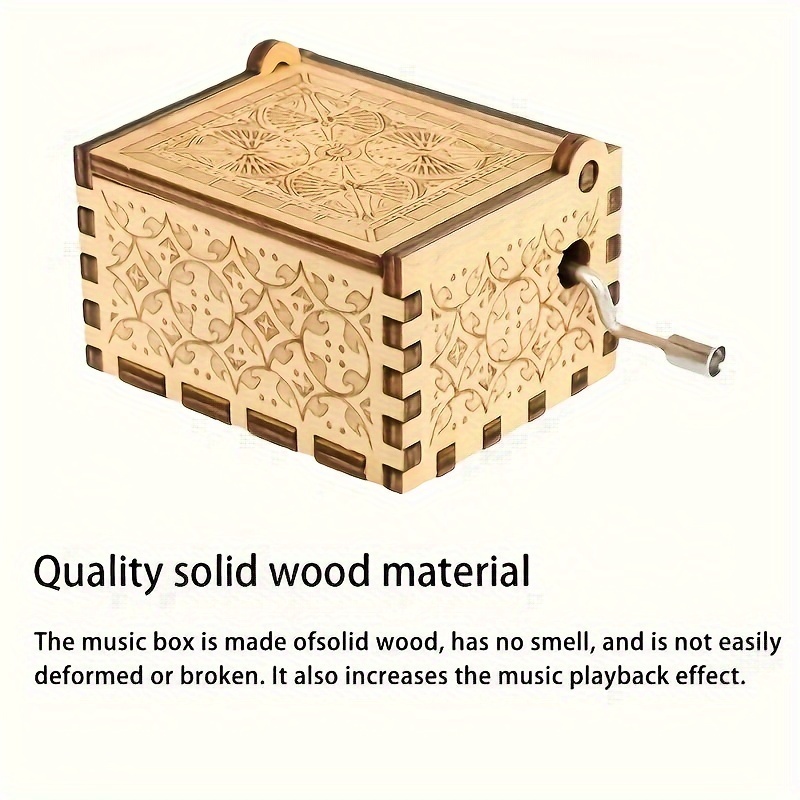 Vintage Hand cranked Solid Wood Music Box Laser Engraved - Temu