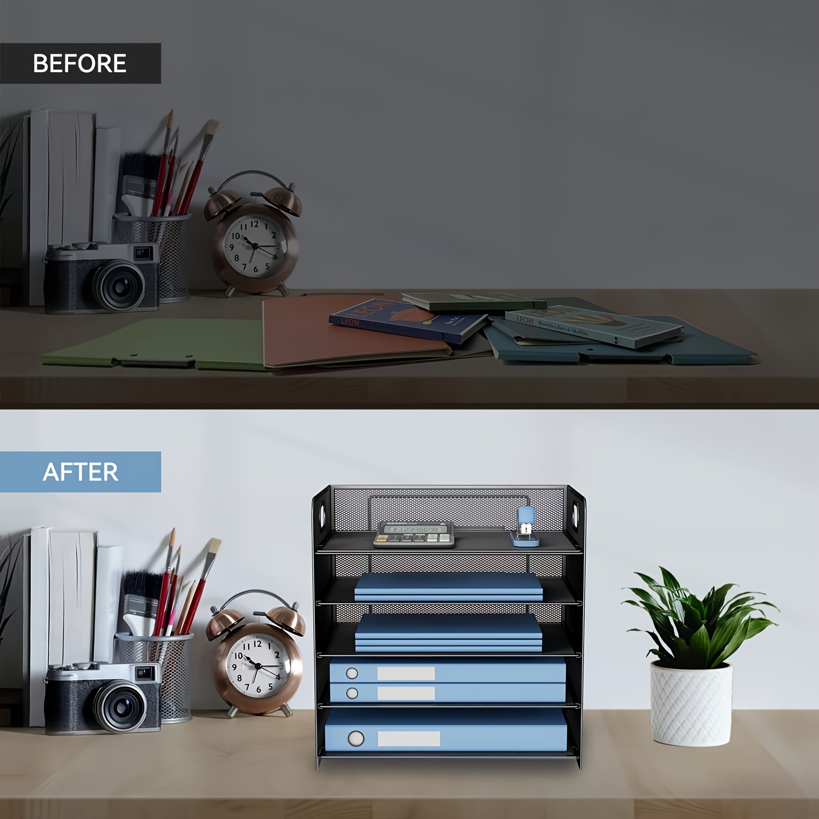 Black Metal Mesh Desk Shelf 5 tier Letter Tray Organizer - Temu Qatar