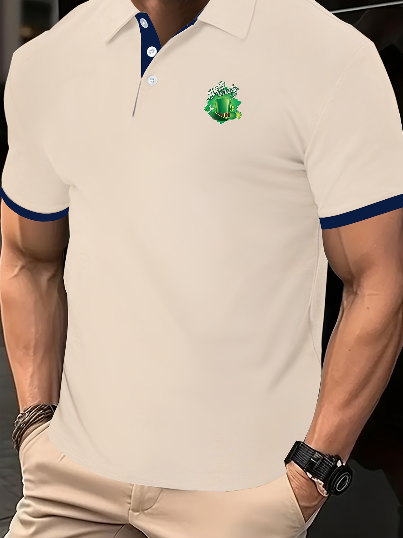 Green Hat Pattern Men's Golf Short Sleeve Shirts Sports Top - Temu ...