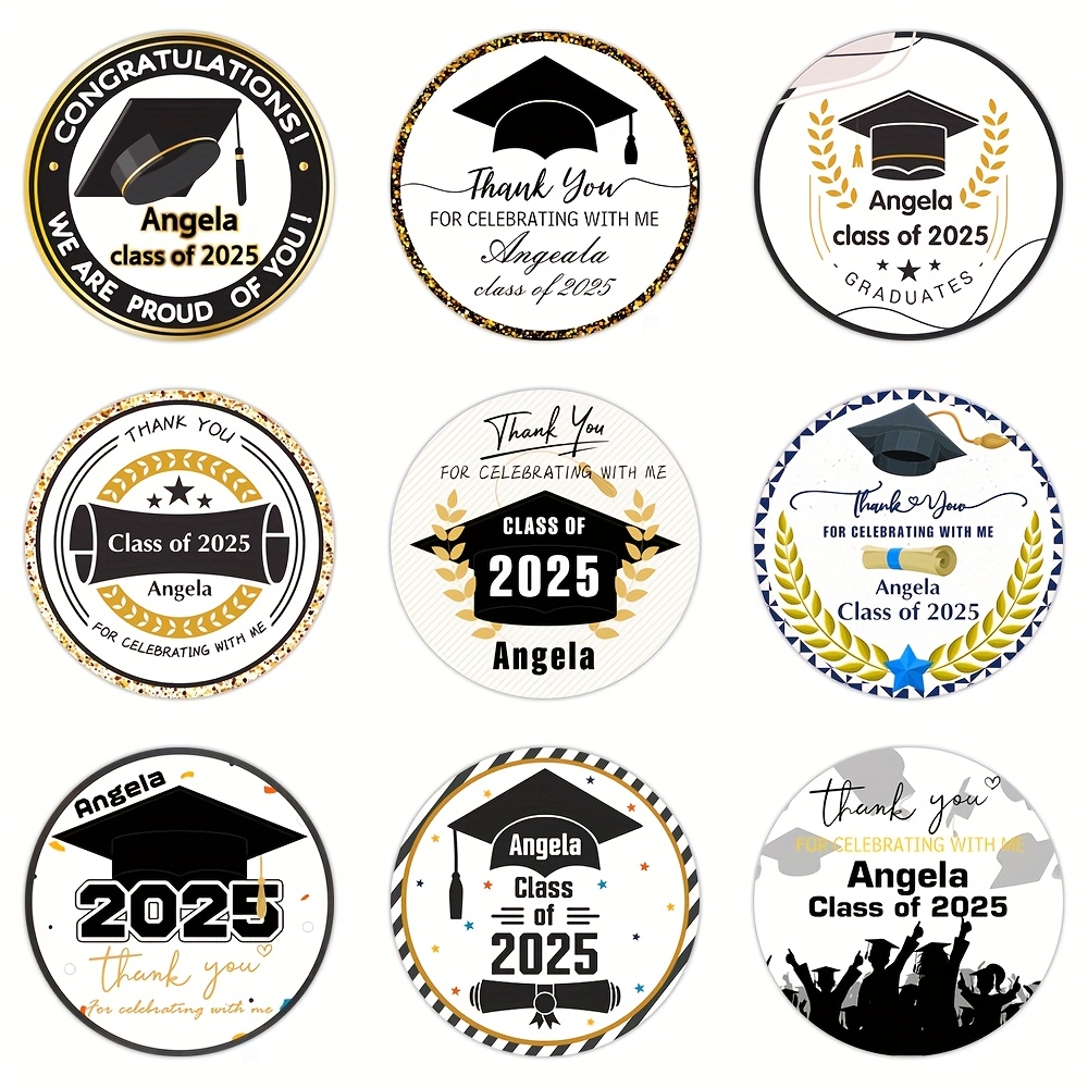 Graduation Cap Gift Box Anwyll Graduation Stickers 2025 - Gold Black ...