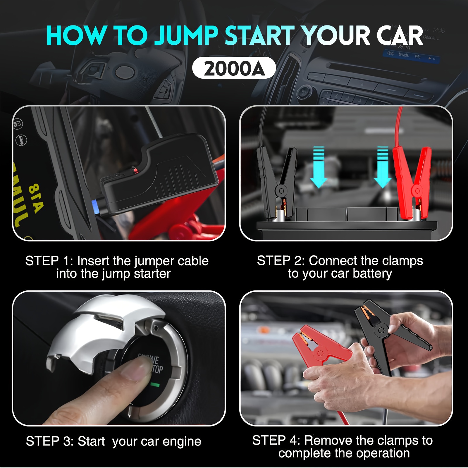 Car Battery Jump Starter Portable Pack - Temu