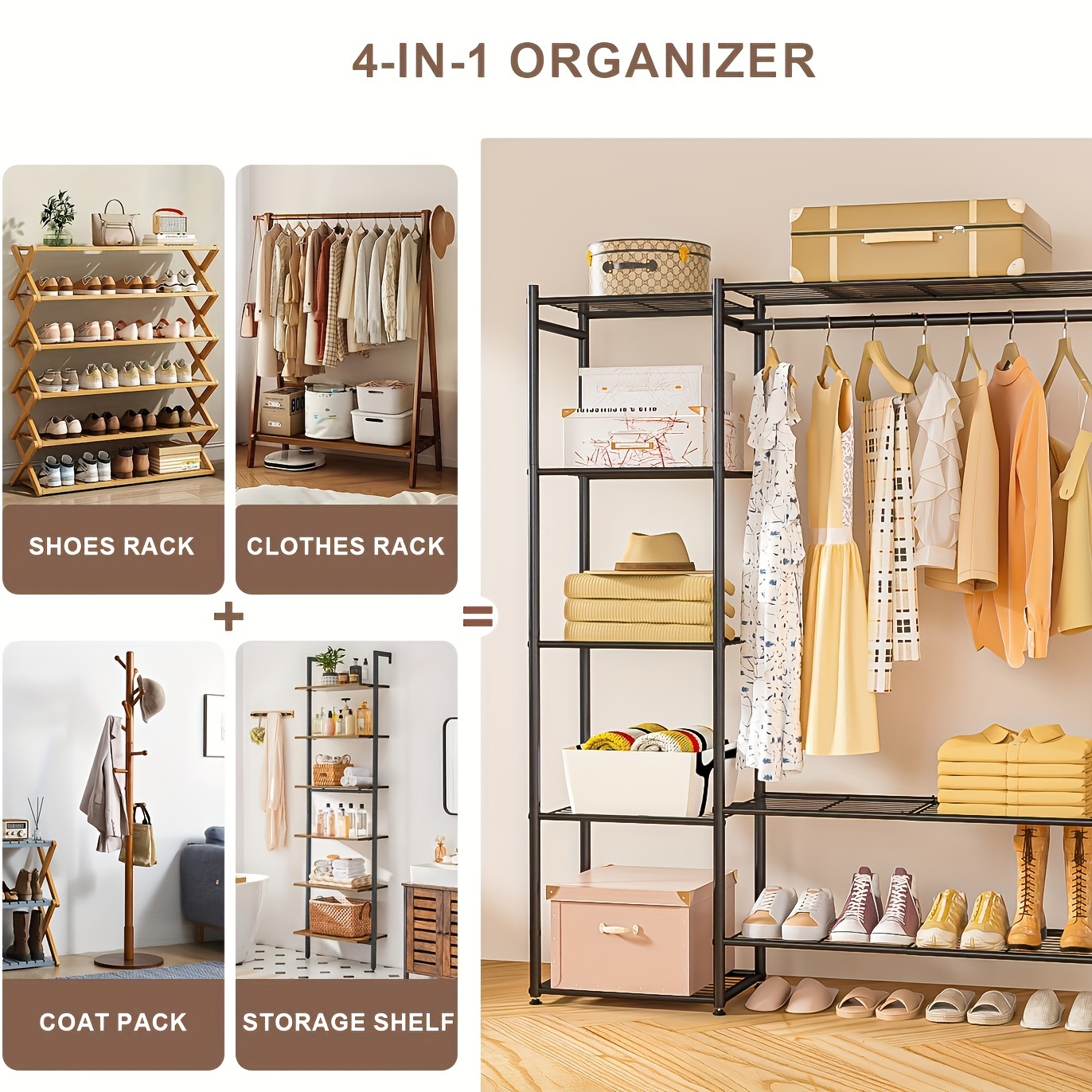 clothing rack shelves closet organizers storage clothes Temu Canada
