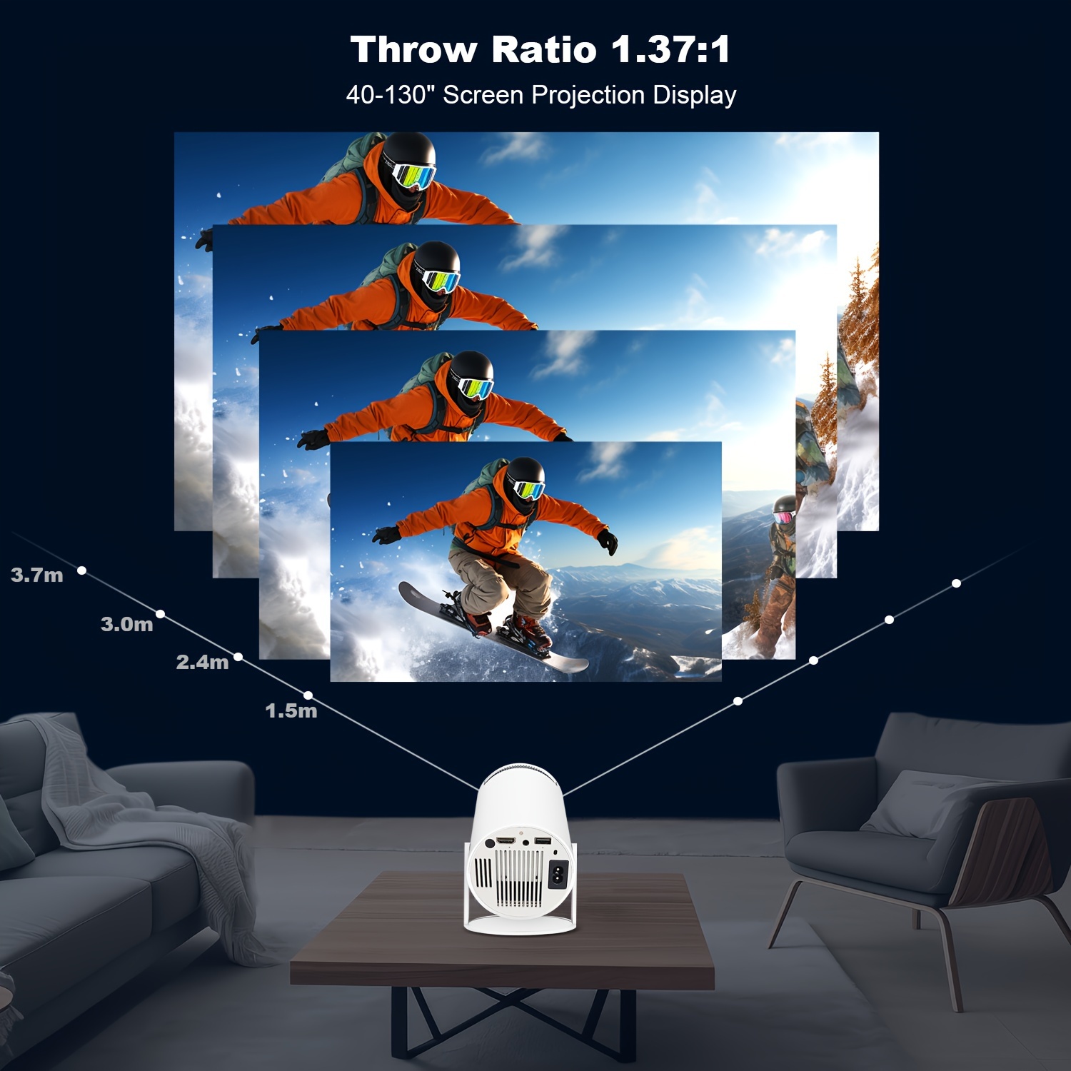 Portable 1280*720p Hd Mini Projector Wi fi 4k ready Android - Temu