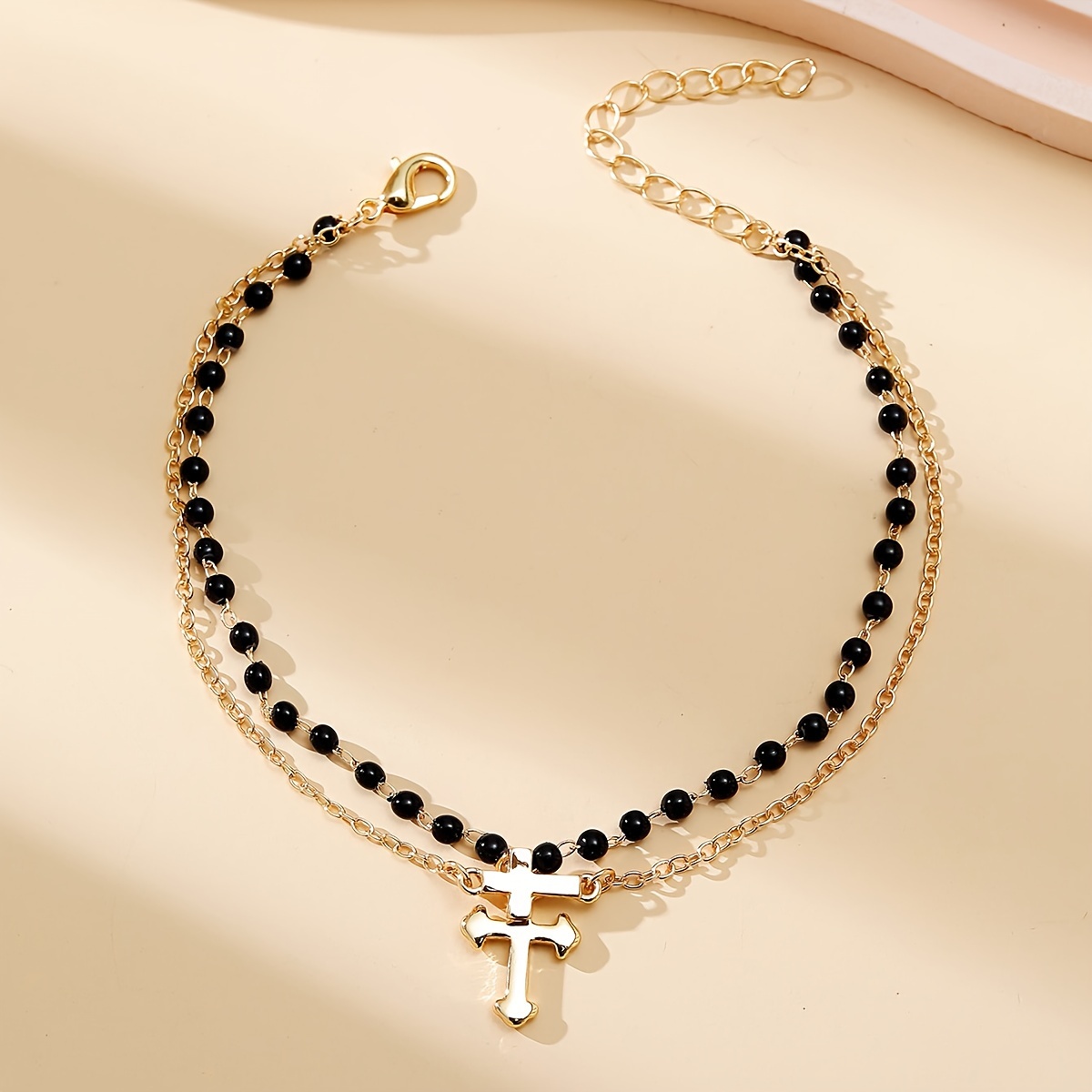 Double Layer Anklet Cross Pendant Iron Jewelry Elegant - Temu United ...