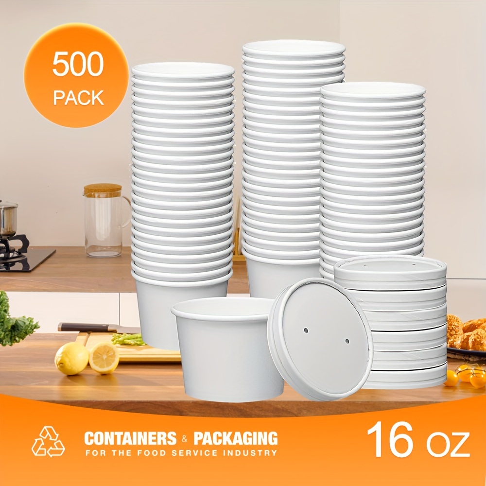 16 Oz white Paper Food Containers Vented Lids Go Hot Soup - Temu