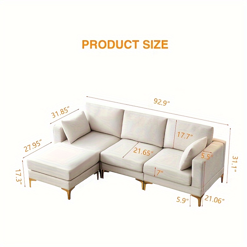 Living Room Furniture Modern Leisure L Shape Couch Beige - Temu