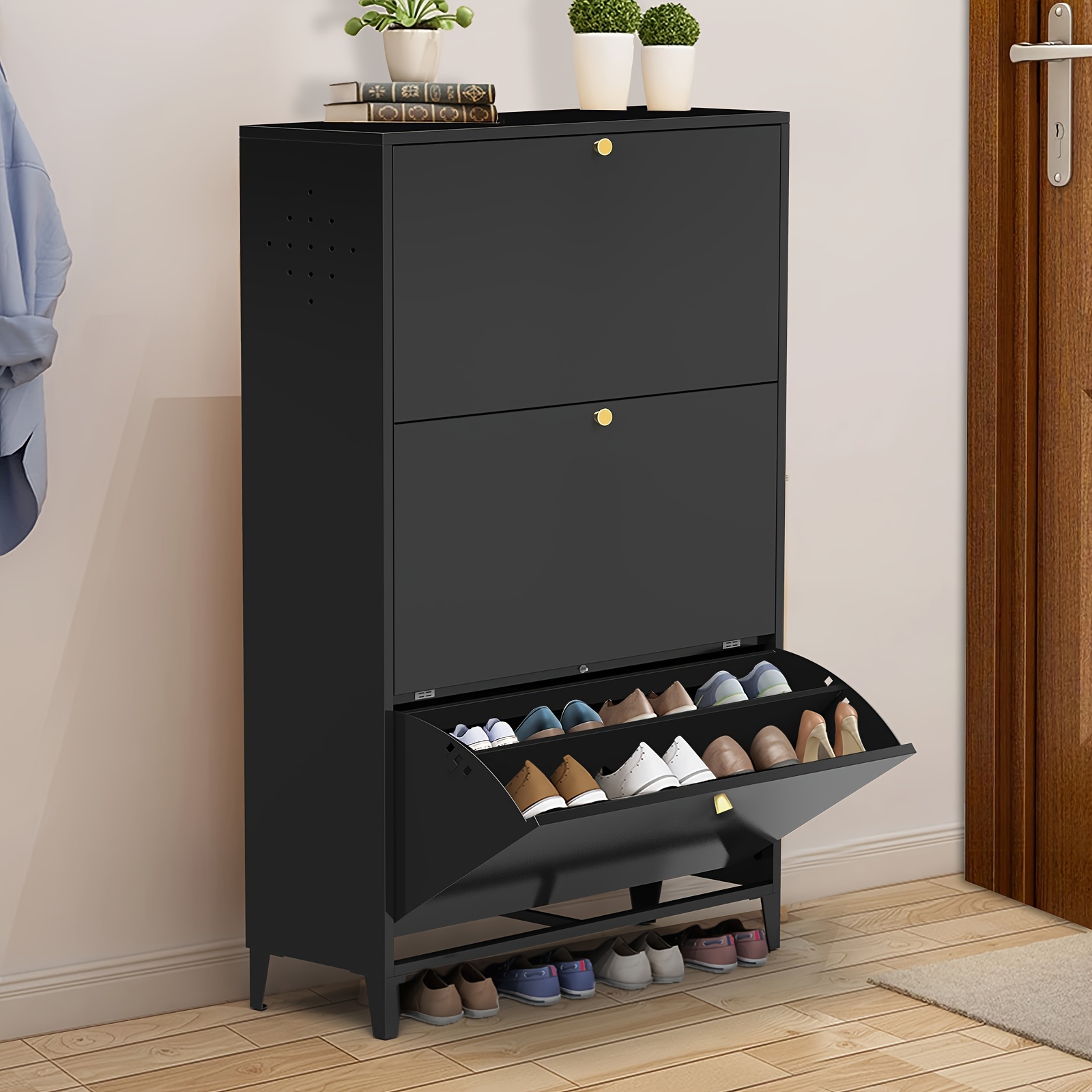 3 drawer metal shoe cabinet freestanding wall mounted shoe Temu