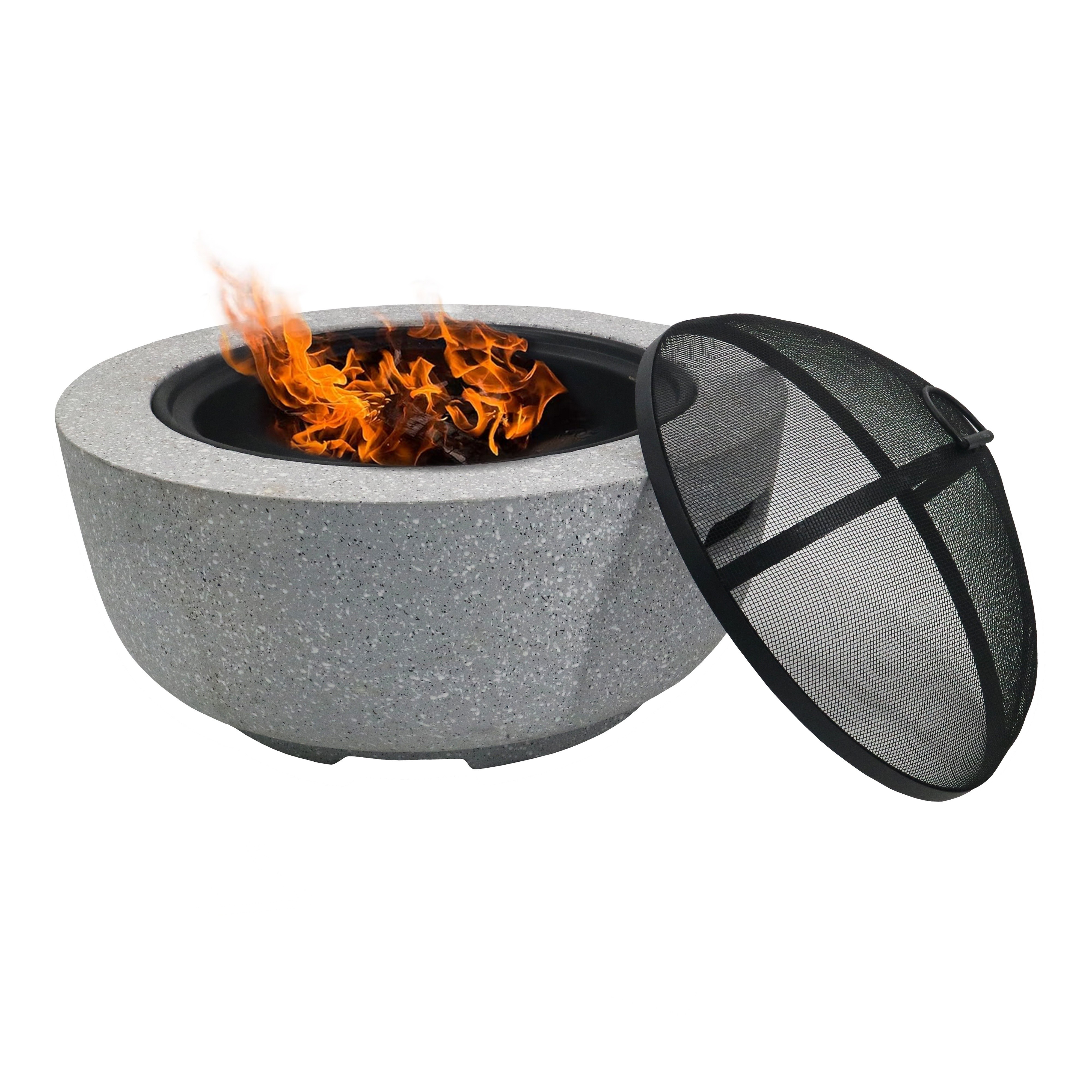 Wood Burning Round Outdoor Fire Pit Set Gray - Temu