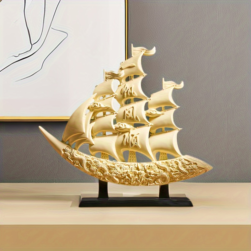 New Chinese Style Resin Statue: One Sail Boat - Temu United Kingdom