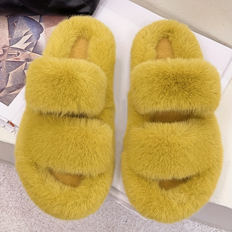 Solid Color Slippers Warm Casual Slip Plush Shoes - Temu Canada