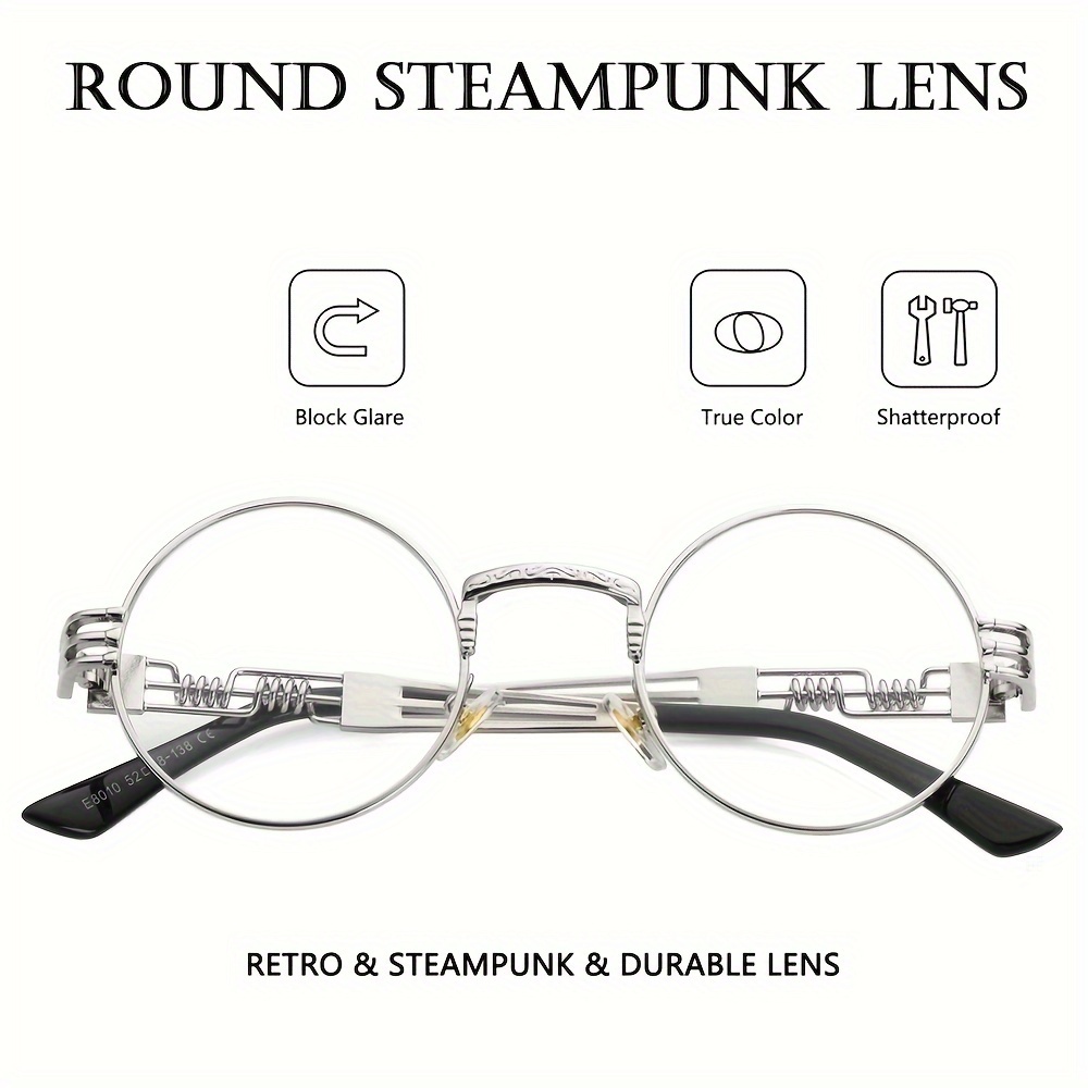 steampunk inspired round clear lens glasses copper alloy frame with intricate design vintage hip hop hippie style decorative eyewear for fashion enthusiasts accessory glasses retro round frames luxury...